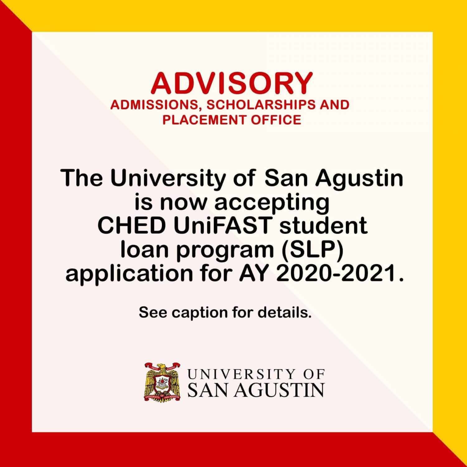THE UNIVERSITY OF SAN AGUSTIN IS NOW ACCEPTING CHED UNIFAST STUDENT ...