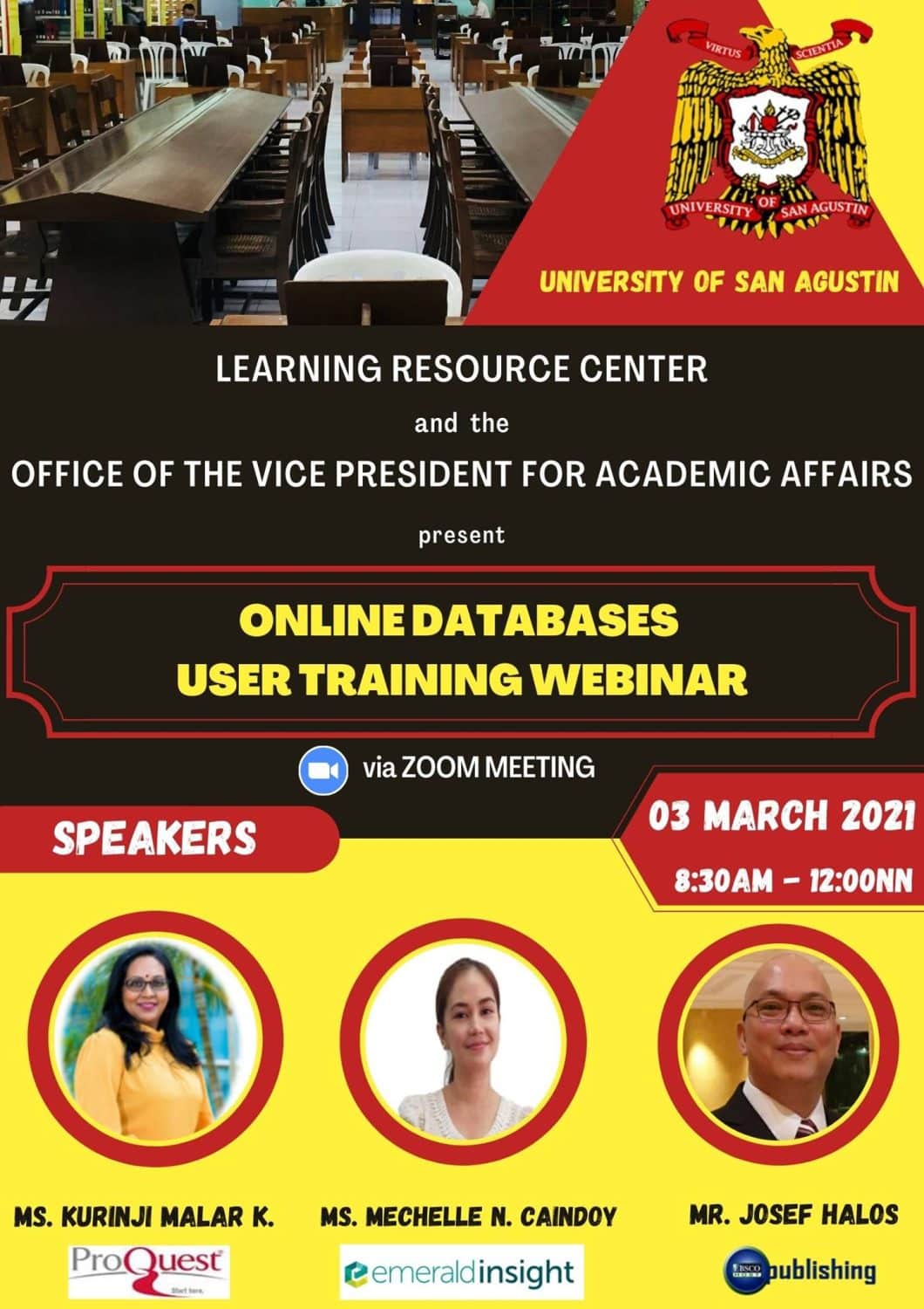 ONLINE DATABASES USER TRAINING WEBINAR - UNIVERSITY OF SAN AGUSTIN