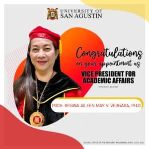 USA NAMES FIRST LAY, WOMAN AS VPAA - UNIVERSITY OF SAN AGUSTIN