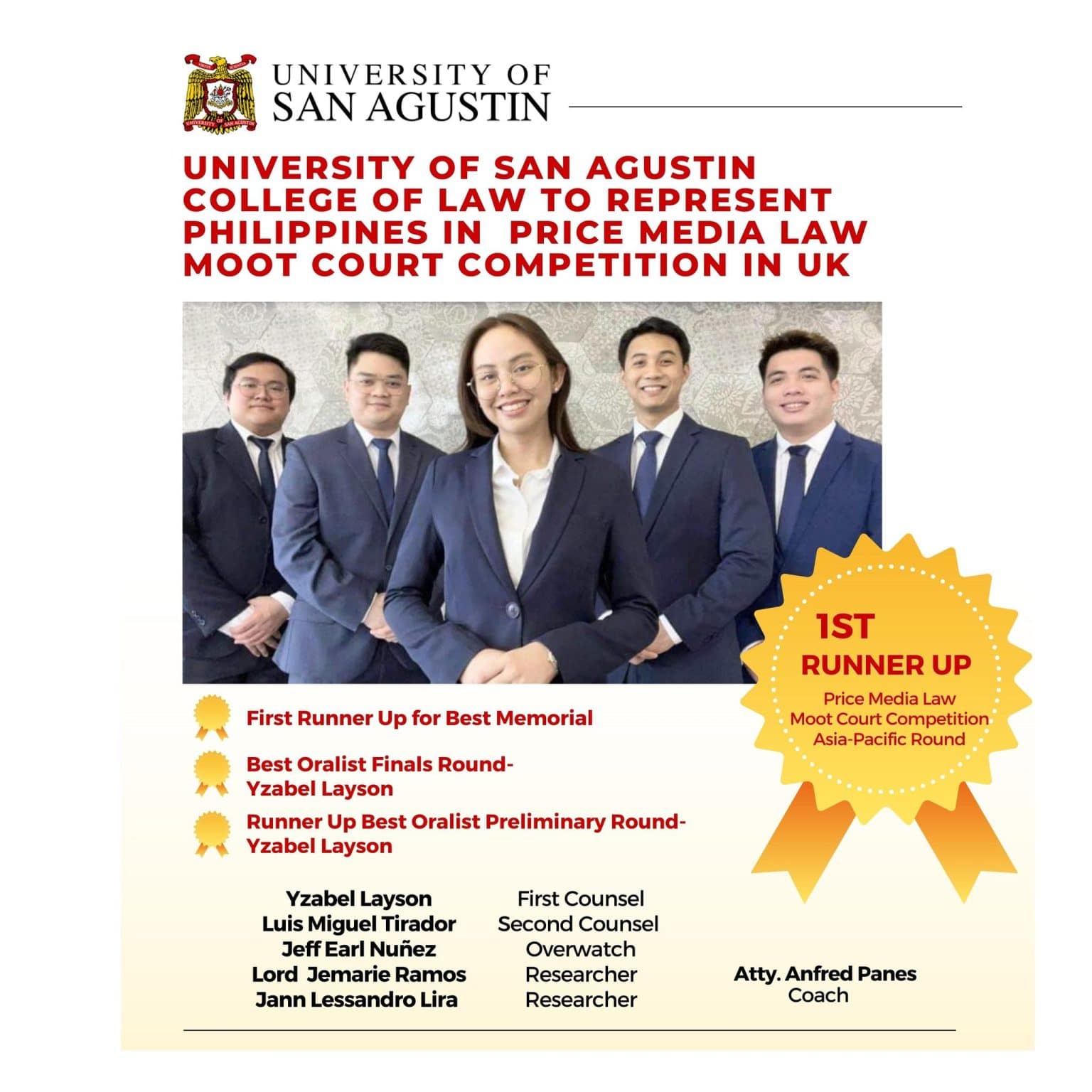 USA College of Law to Represent PH in Price Media Law Moot Court ...