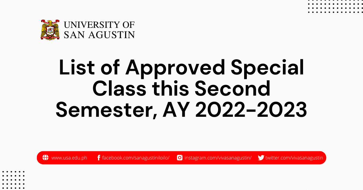 List of Approved Special Class this Second Semester, AY 2022-2023 ...