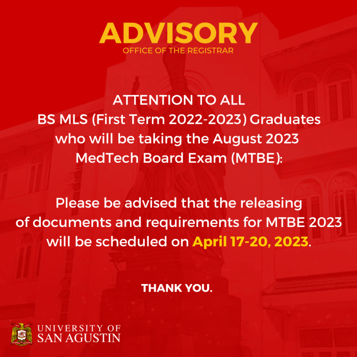 Releasing of Documents and Requirements for Med Tech Board Exam 2023 ...