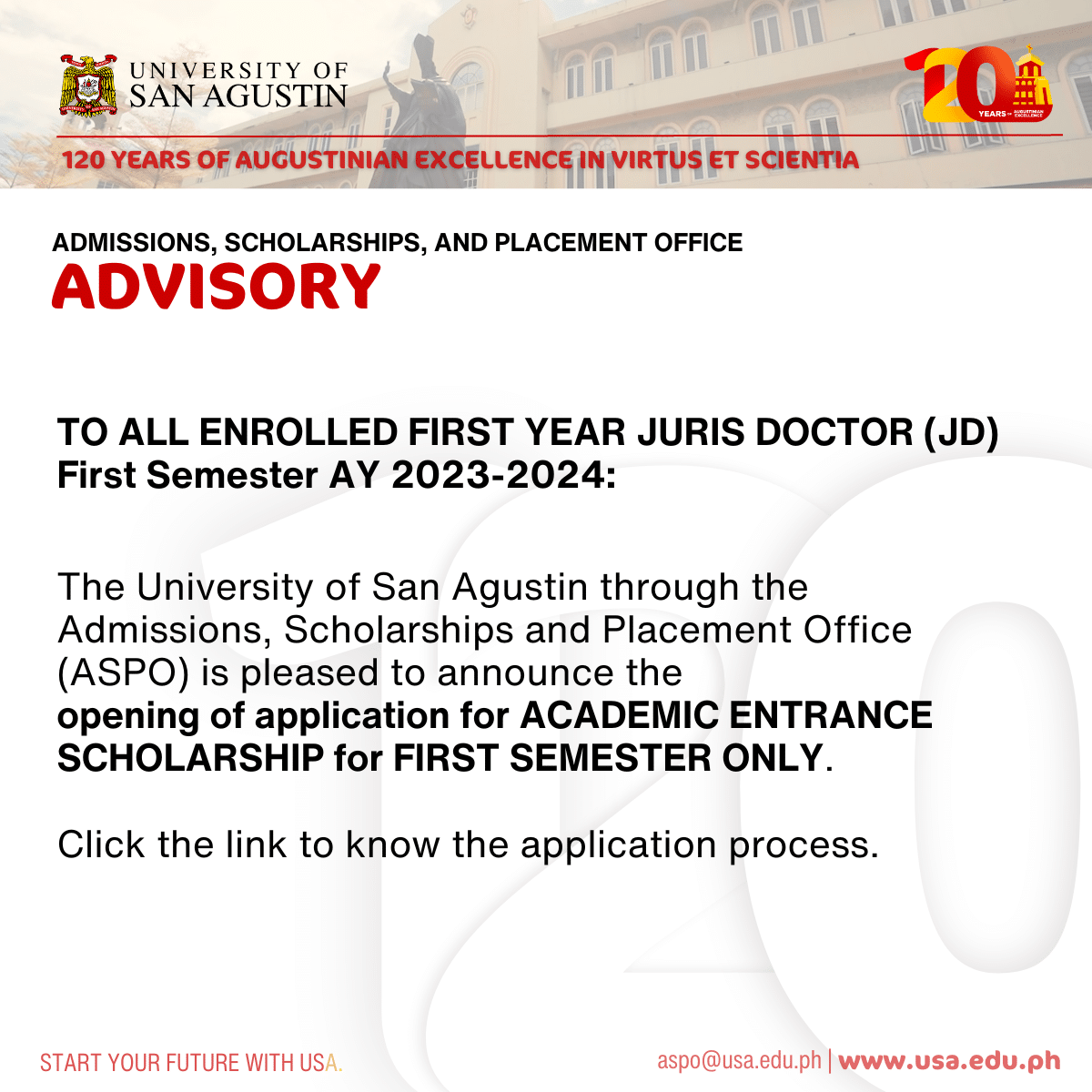 ACADEMIC ENTRANCE SCHOLARSHIP FIRST YEAR JURIS DOCTOR(JD) - UNIVERSITY ... ACADEMIC ENTRANCE SCHOLARSHIP FIRST YEAR JURIS DOCTOR(JD) - UNIVERSITY ...