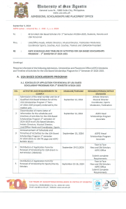 USA- BASED SCHOLARSHIP SCHEDULE AND TIMELINES OF ACTIVITIES FOR 1ST SEM ...