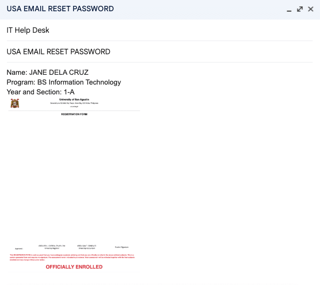 How to request reset the password of my university email (@usa.edu.ph ...